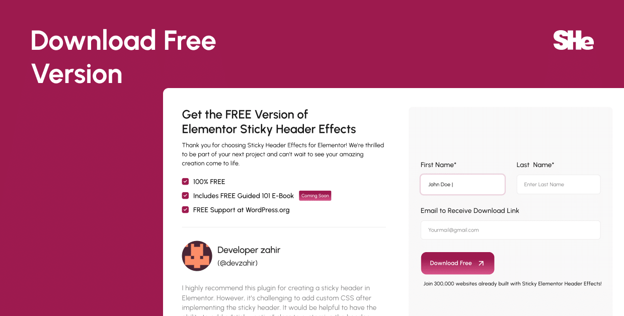 Download Sticky Header for Elementor
